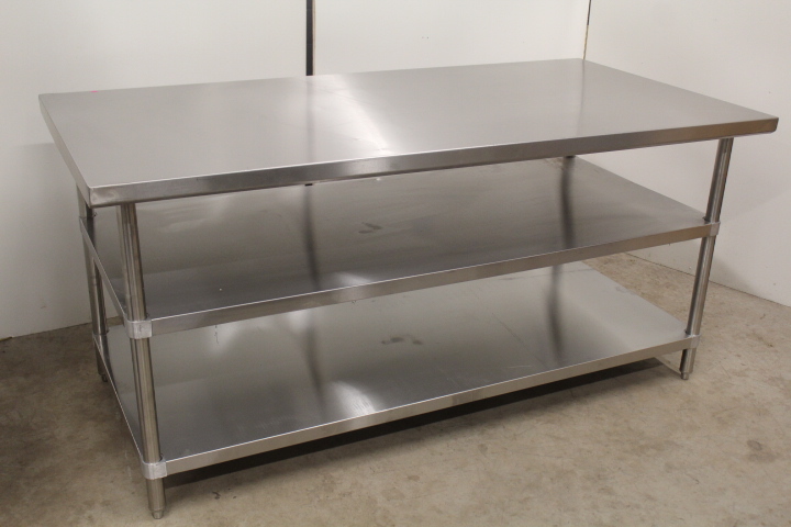 6' x 3' Stainless Steel Work Table w/ S.S. DOUBLE UNDER SHELVES | New ...